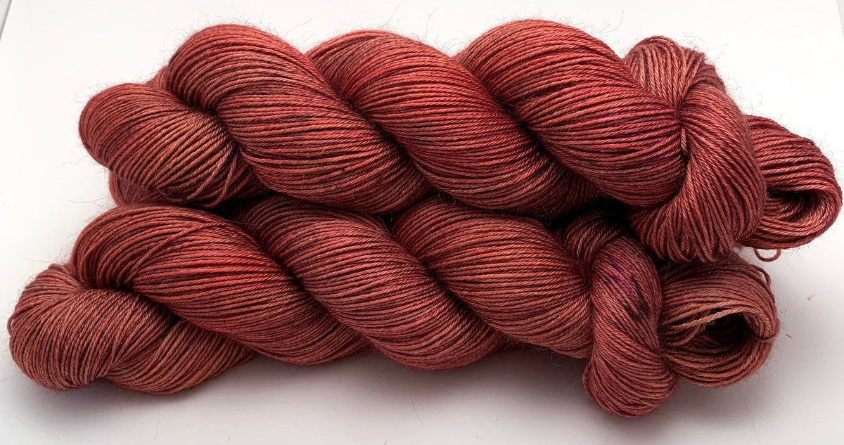 Hand Dyed Yarn "Another Brick in the Shawl" Brick Red Rust Brown Orang ...