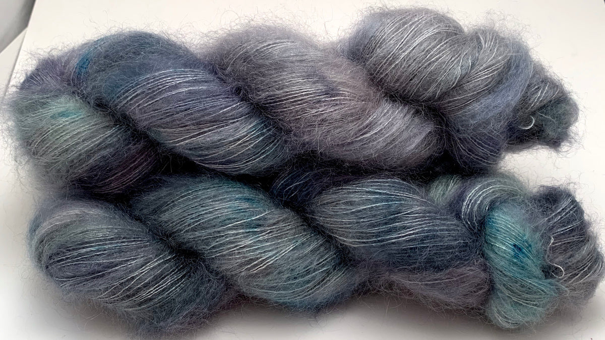 Hand Dyed Yarn "Loose and Complete" Blue Grey Navy Green Spruce Teal S ...